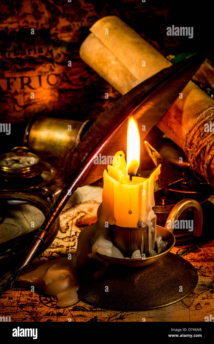 Old vintage compass on ancient hi-res stock photography and images - Alamy