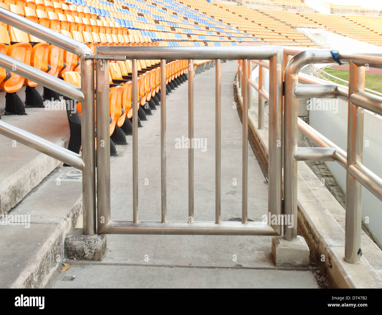 small metal barrier at sports stadium Stock Photo - Alamy
