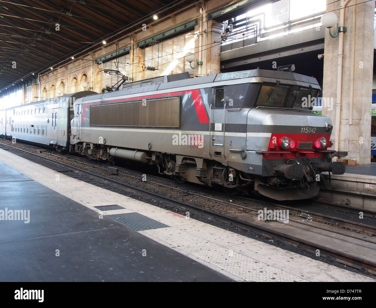 SNCF locomotive 115042, a French train, photographed at the Paris Gare ...