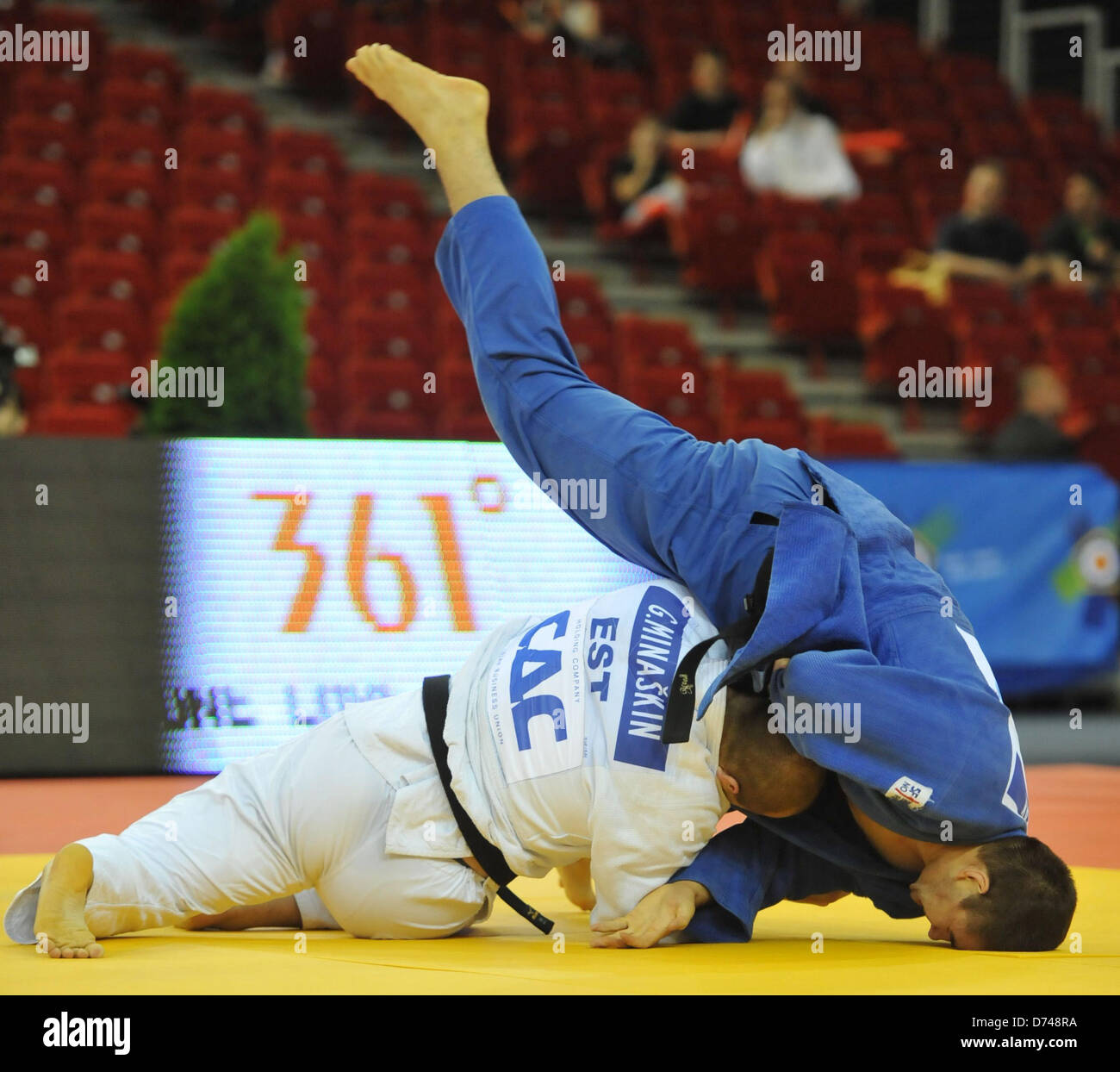 Michal Horak (in blue) of the Czech Republic and Grigorij Minaskin of ...