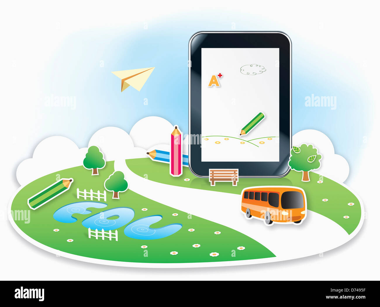 illustration of a land with a word edu Stock Photo - Alamy