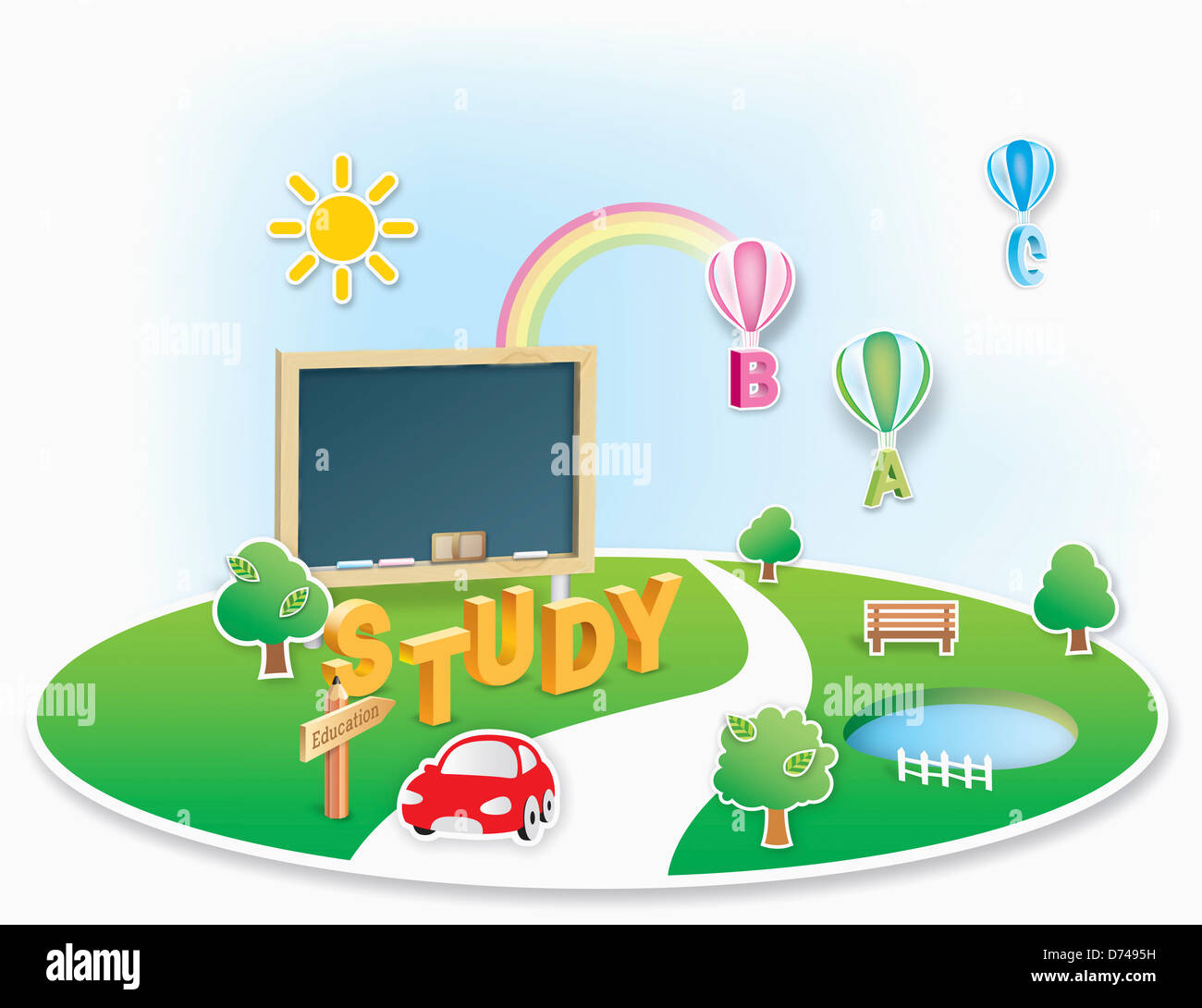 illustration of study land featuring blackboard Stock Photo - Alamy