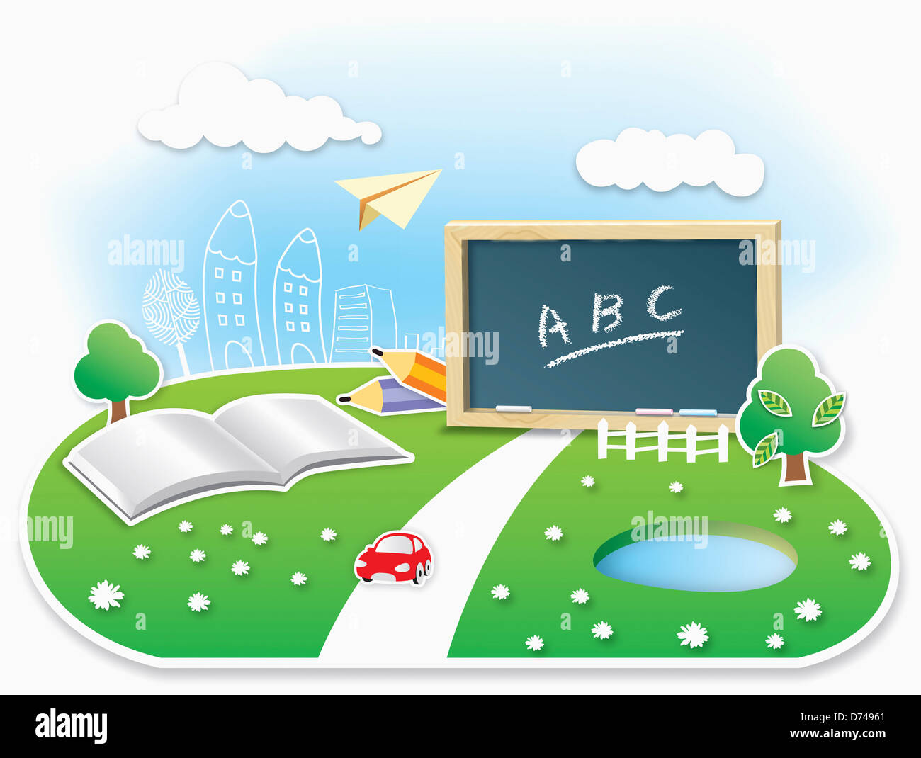 illustration of study land featuring blackboard Stock Photo - Alamy