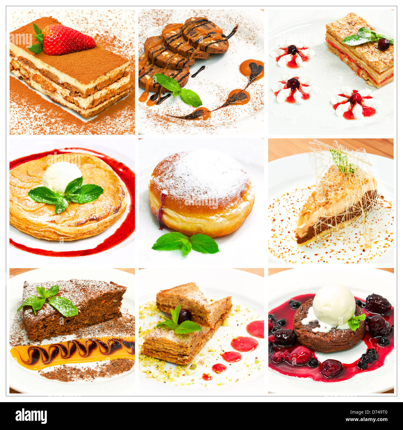 Collage with different sweet dessert Stock Photo - Alamy