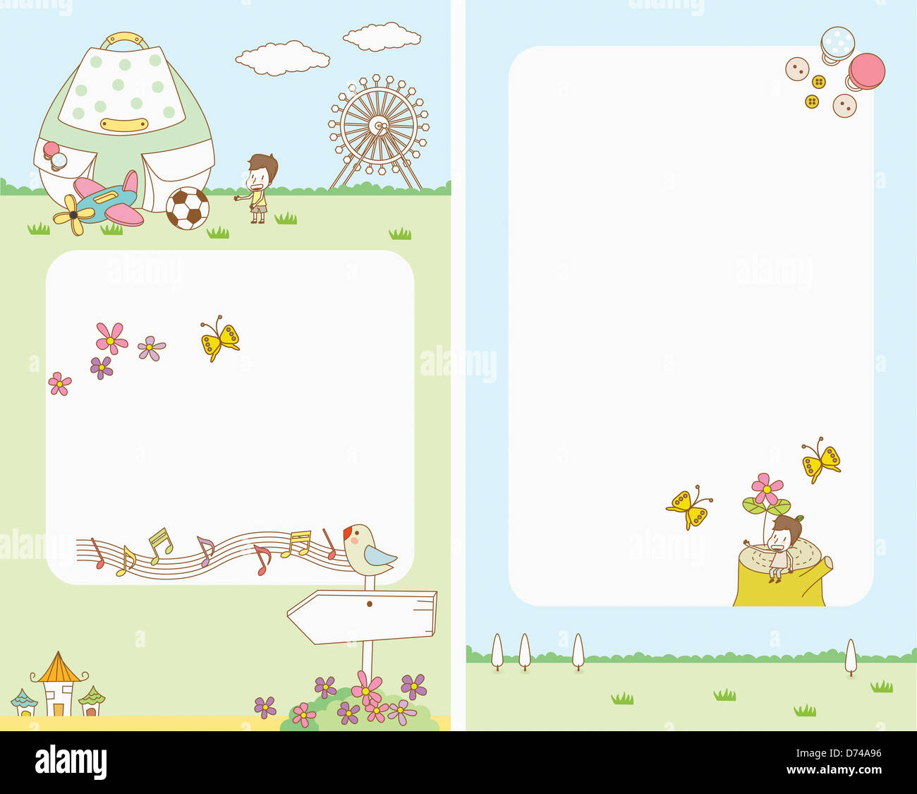 illustration of card template featuring picnic concept Stock Photo - Alamy