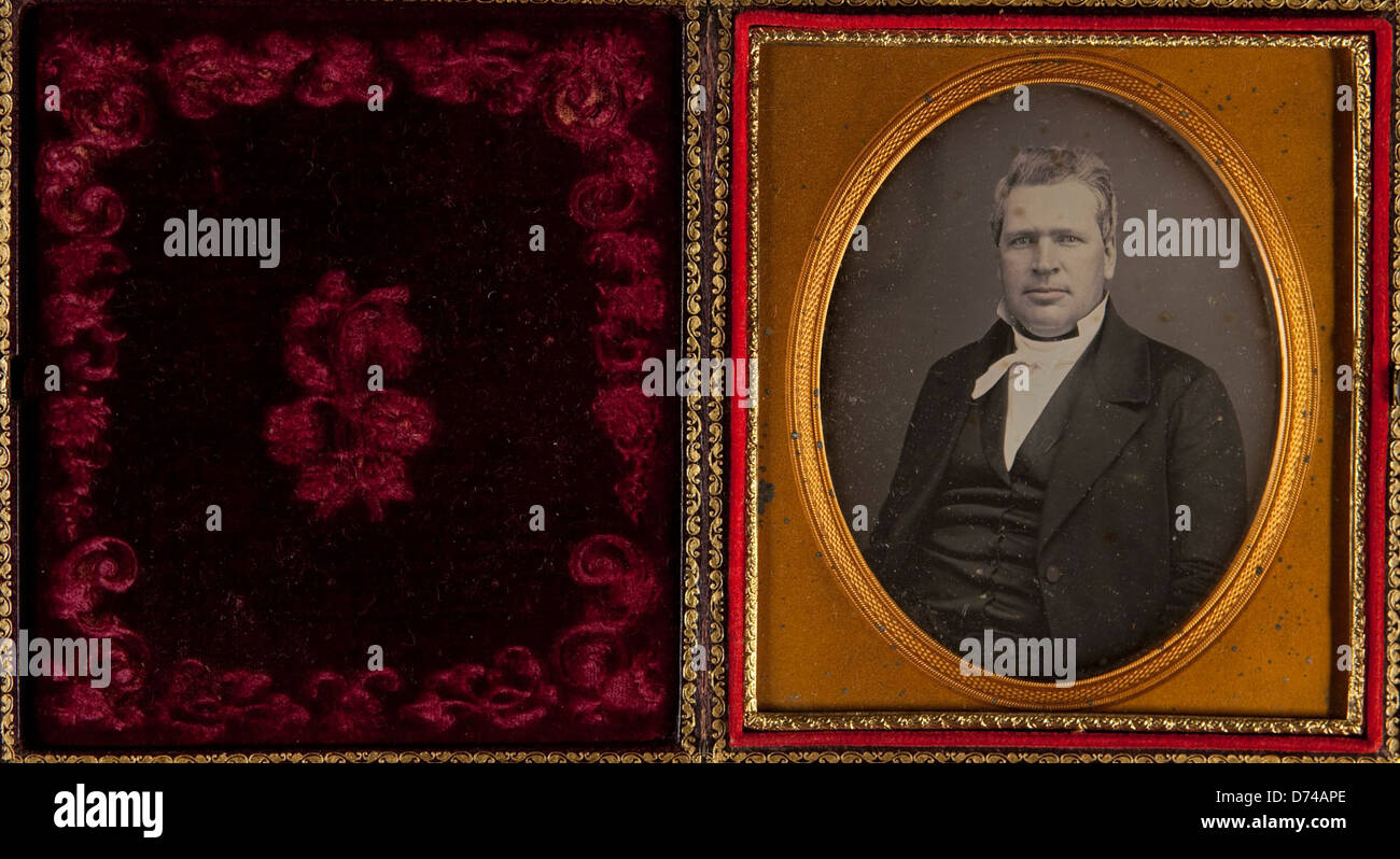 This daguerreotype portrait from the 1840s captures a man in mid-19th ...