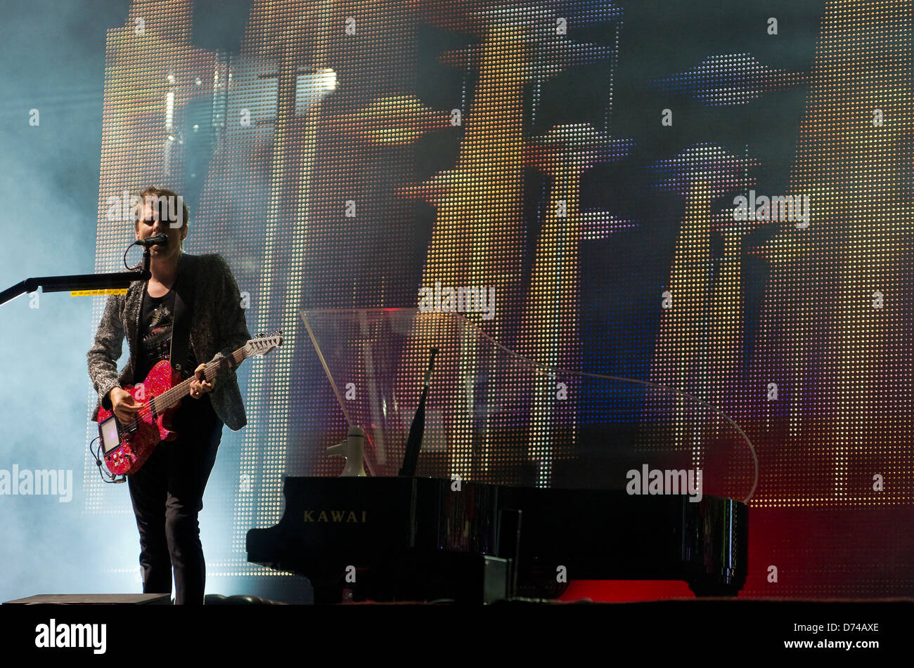 Matthew Bellamy of Muse, the headlining act Leeds Festival at Bramham ...