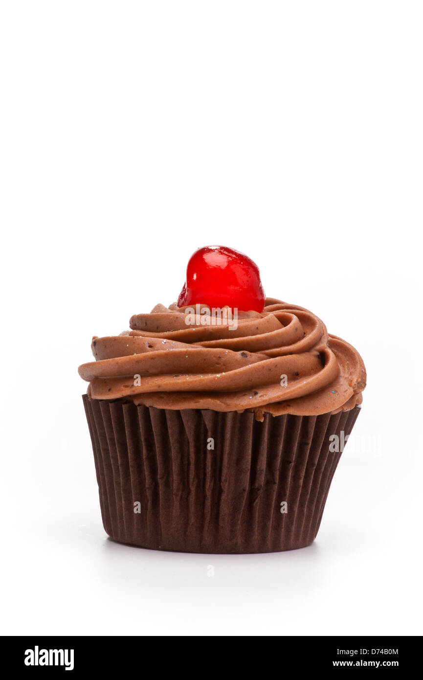 Studio shot of chocolate cupcake on white background Stock Photo - Alamy