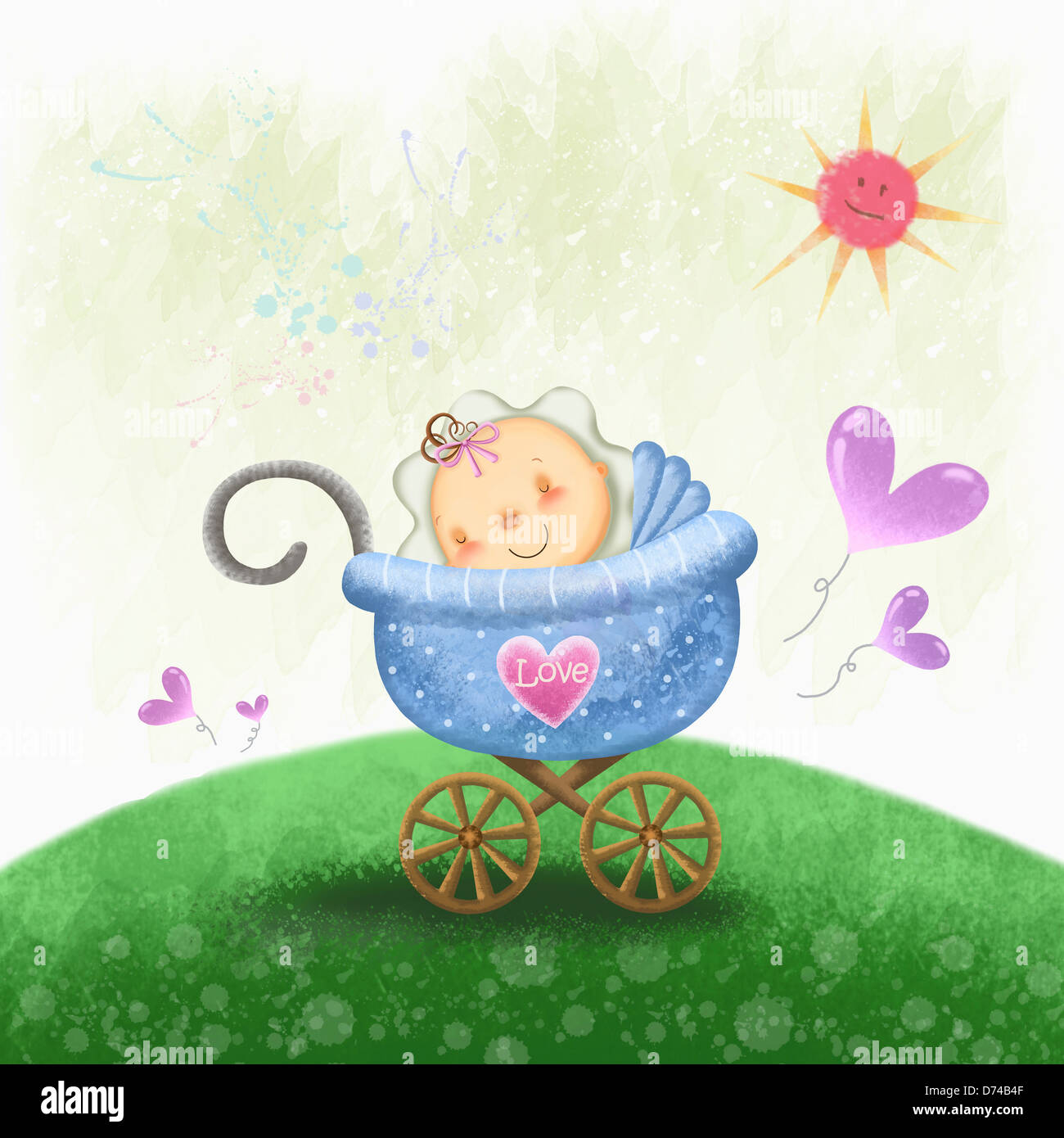 illustration of a baby sleeping Stock Photo - Alamy