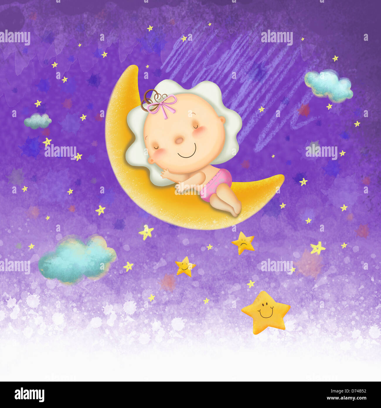 illustration of a baby on the moon Stock Photo - Alamy