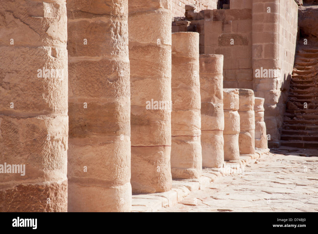 Buildings carved in the stone cliff, in Petra, Jordan; a first century ...