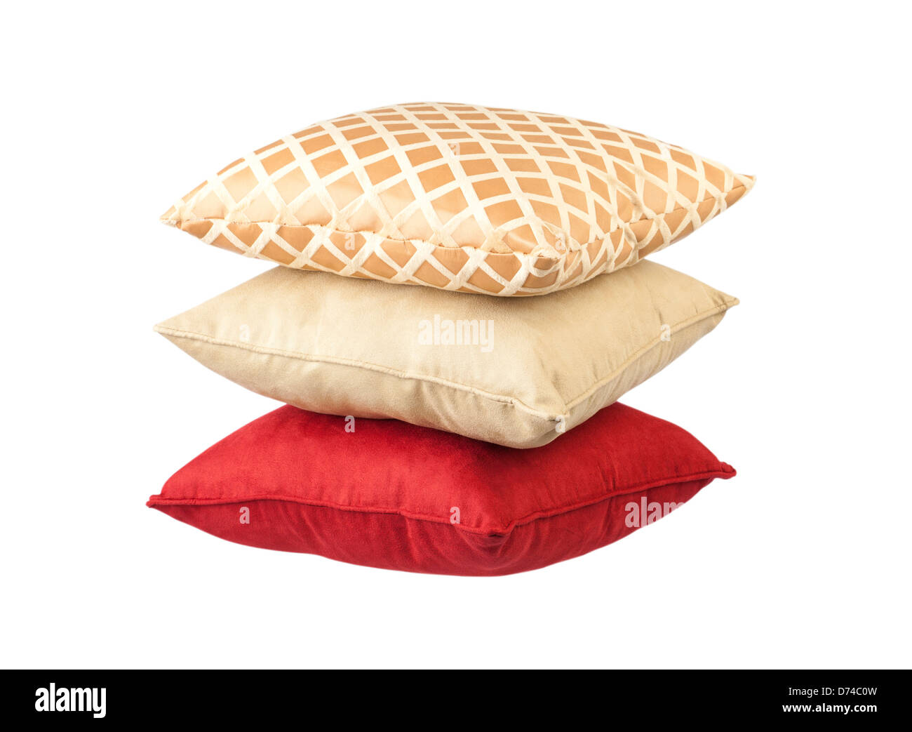 stack of luxury cushions on white background Stock Photo - Alamy