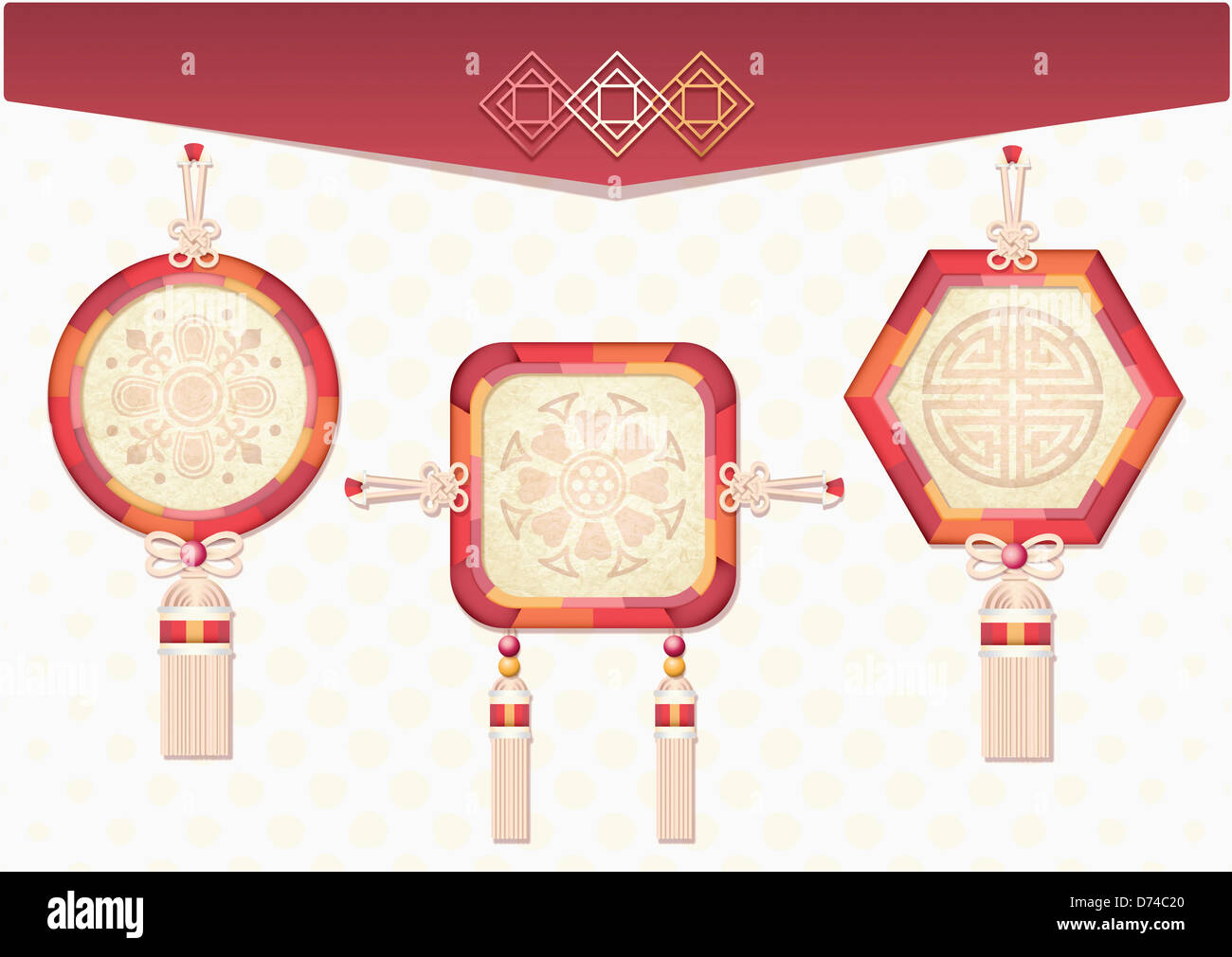 red norigae in different shape and design Stock Photo - Alamy