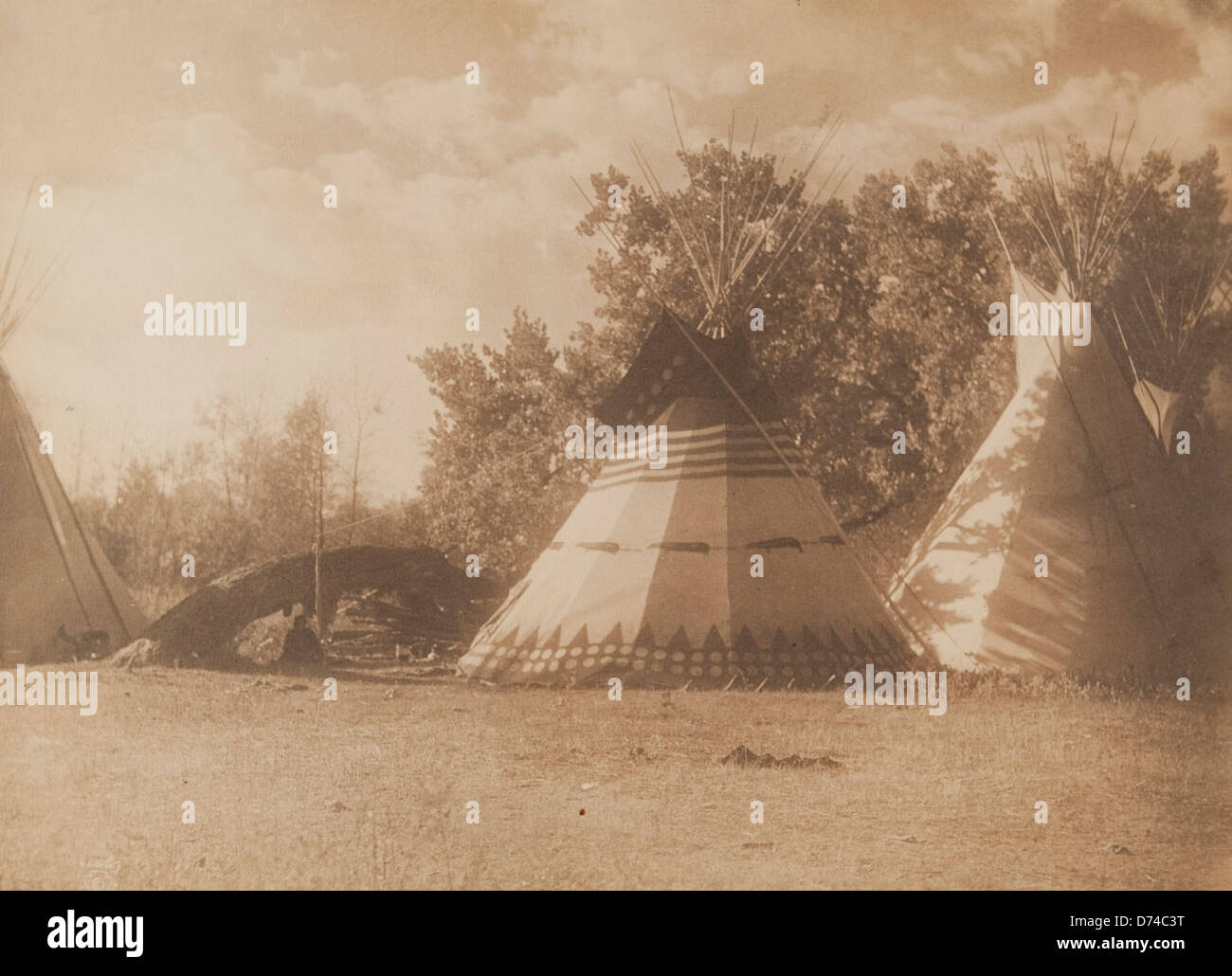This image from the Museum of Photographic Arts features tepees ...