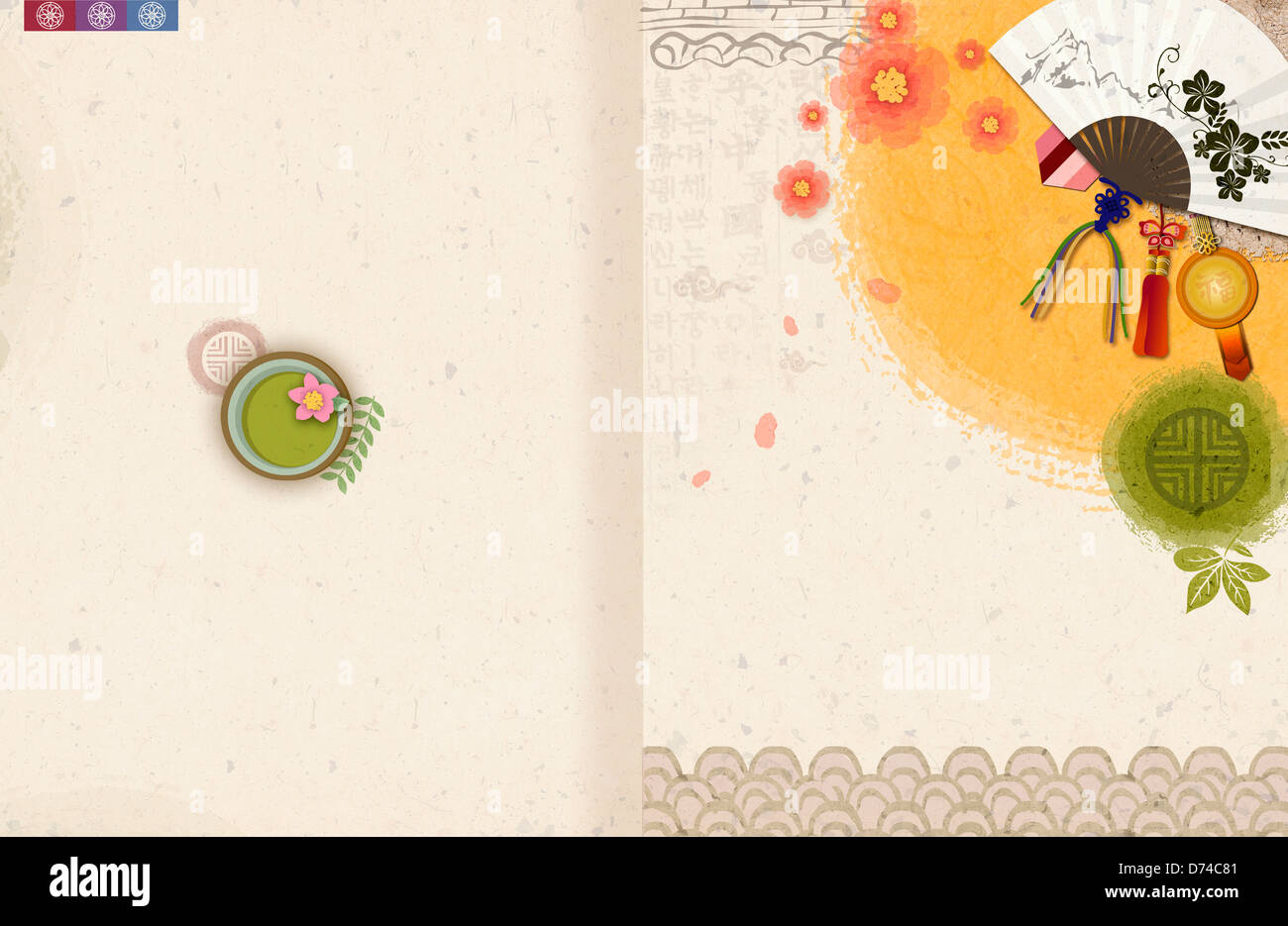 illustration card template of Korean traditional design Stock Photo - Alamy