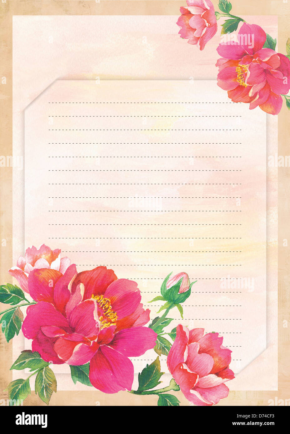 illustration of letter template featuring flower Stock Photo - Alamy
