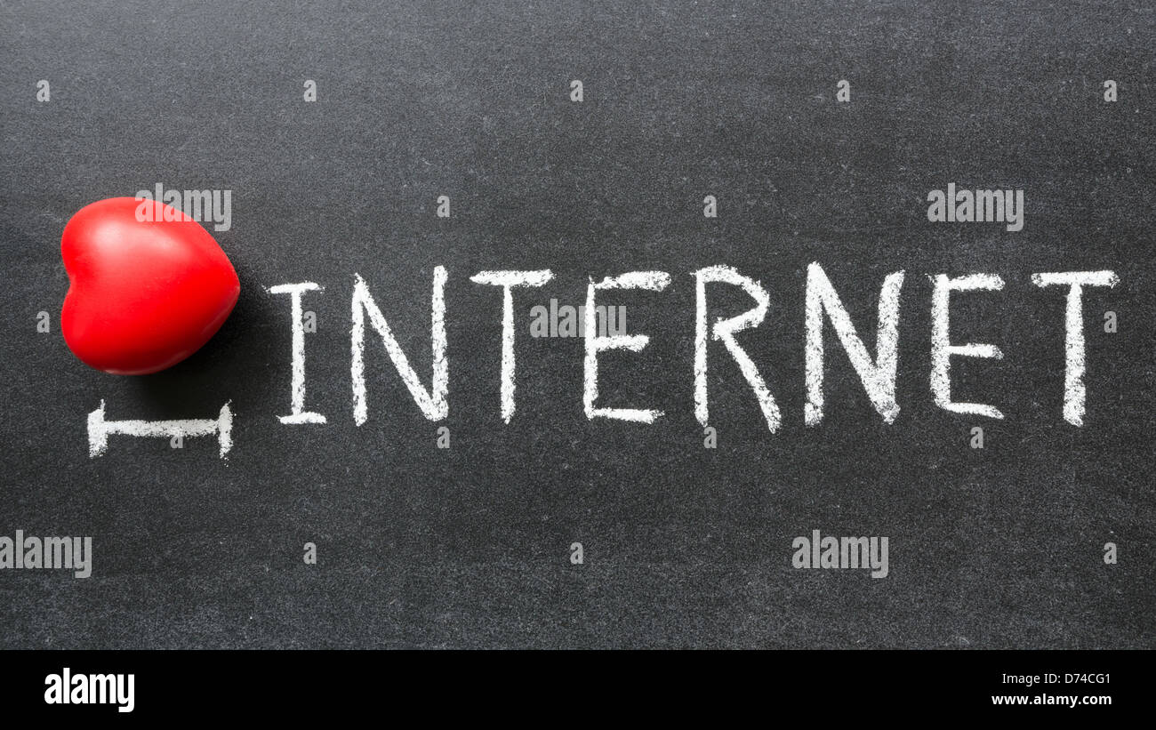 I love INTERNET phrase handwritten on the school blackboard Stock Photo ...