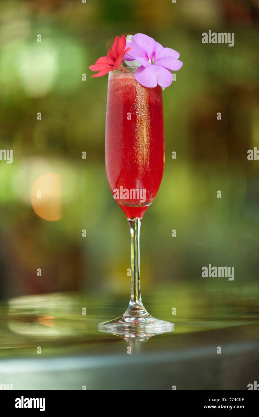 Fancy tropical cocktail drink on a metallic bar Stock Photo - Alamy