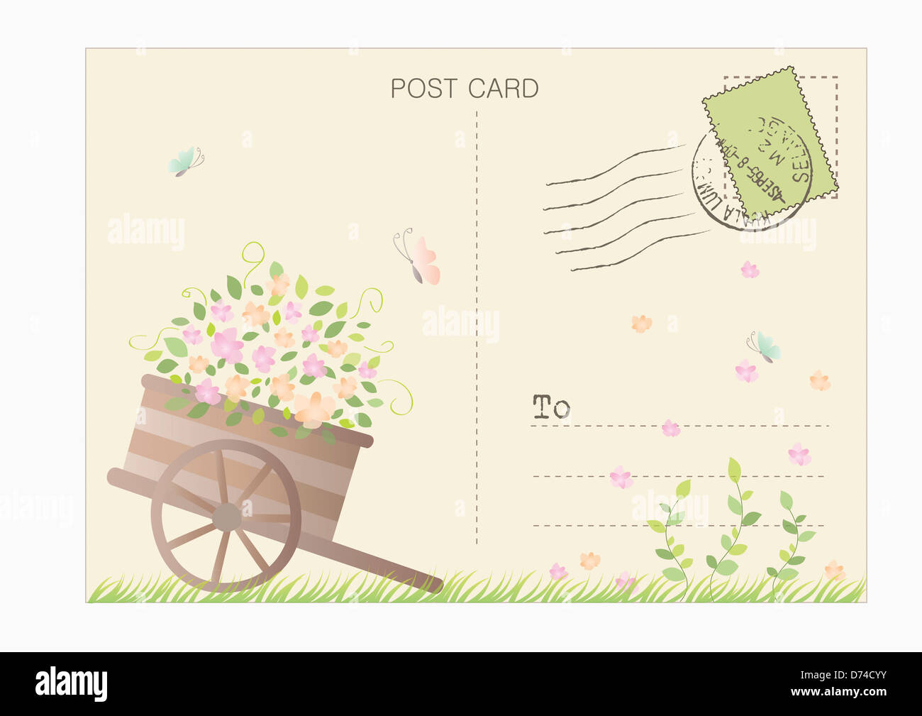 Vintage post card flower cart hi-res stock photography and images - Alamy