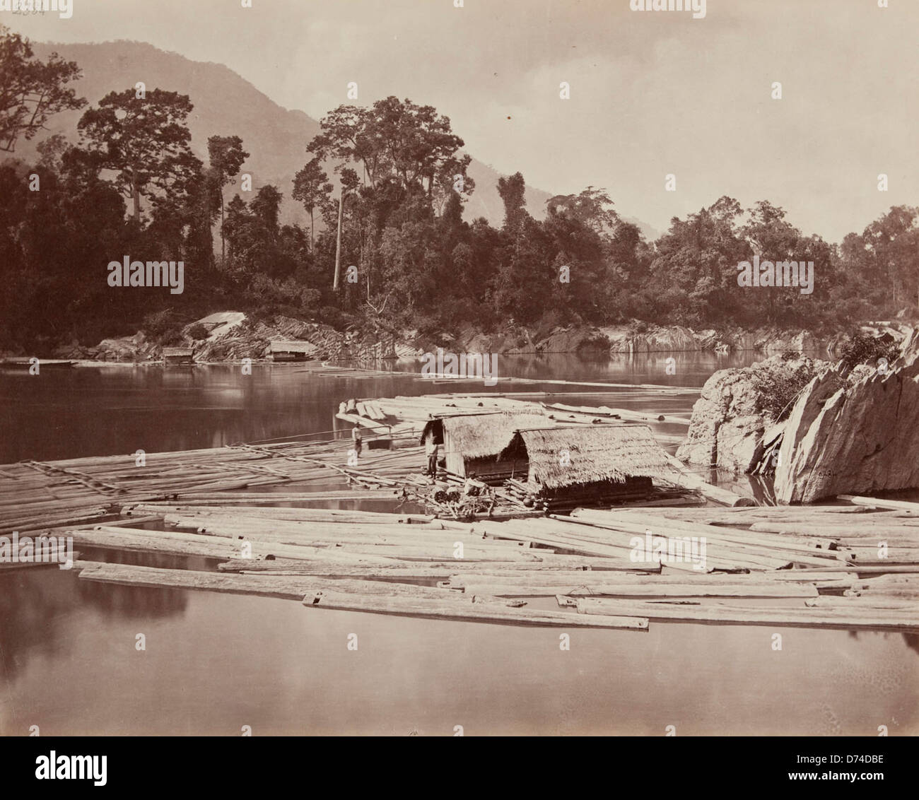 A 1872 photograph of the Salween River at the Rope Station, captured as ...