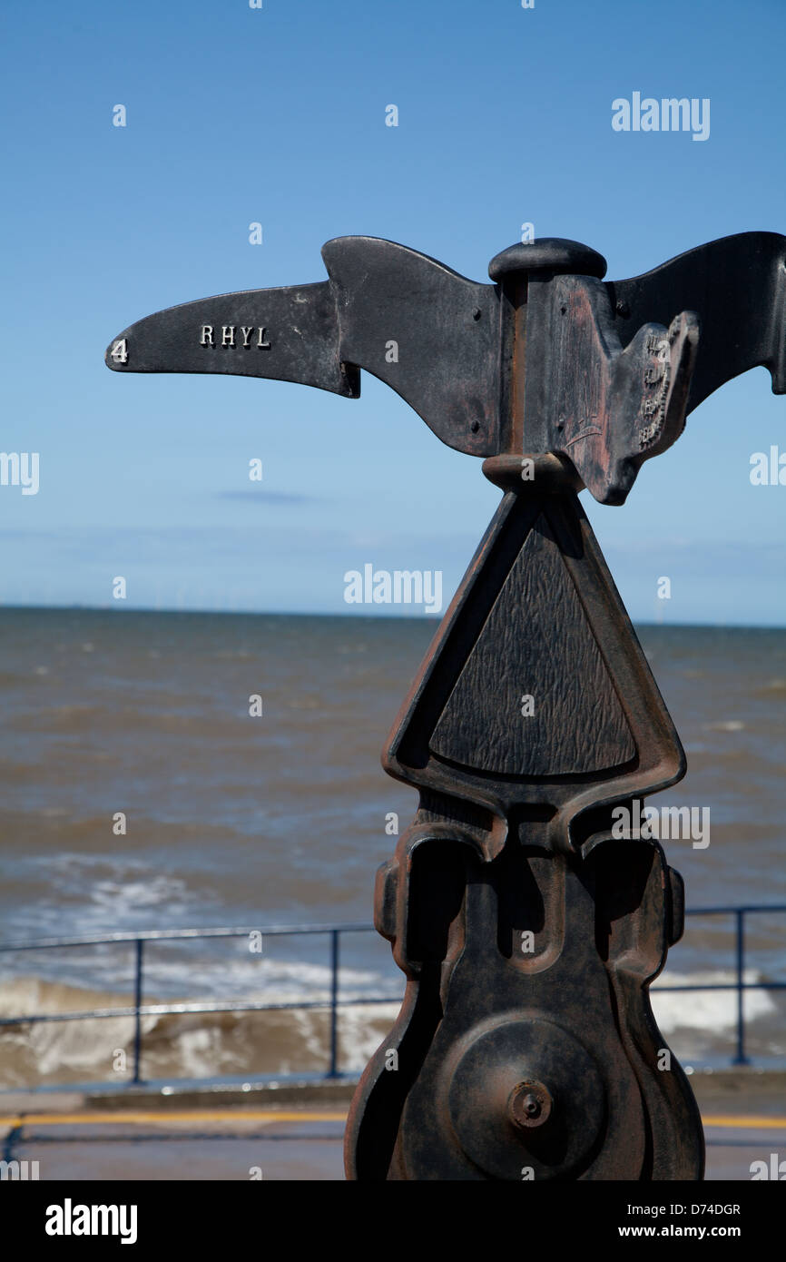 Waymarker / sign on the National Cycle Route on the promenade in ...