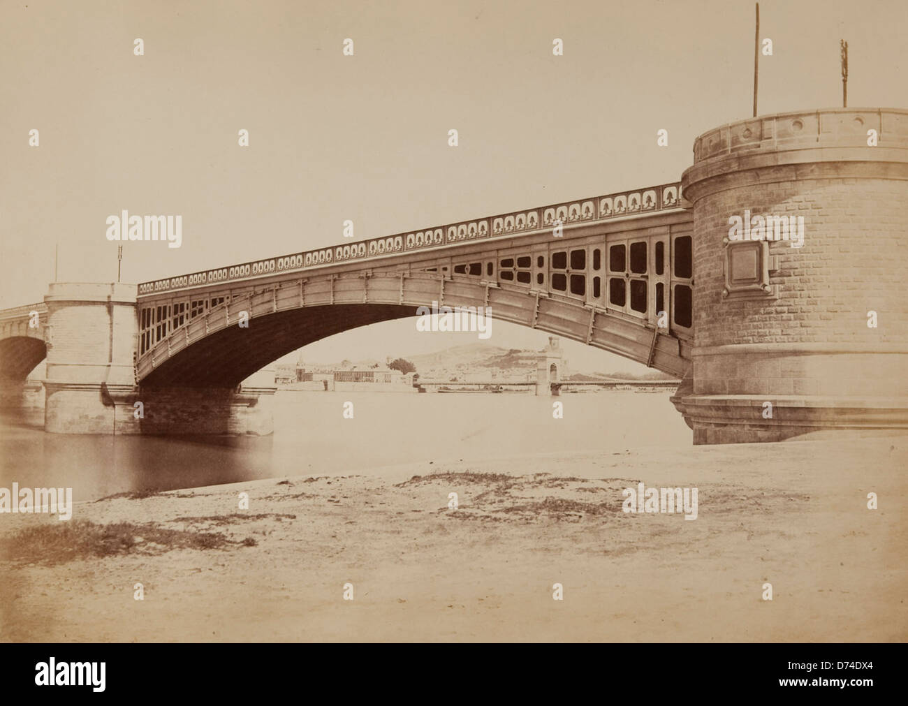 A historical photograph from 1865 depicts the Viaduc in Tarascon ...