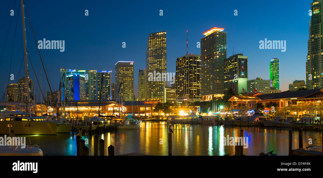 Miami Skyline viewed over bay and Marina, Florida, USA Stock Photo - Alamy