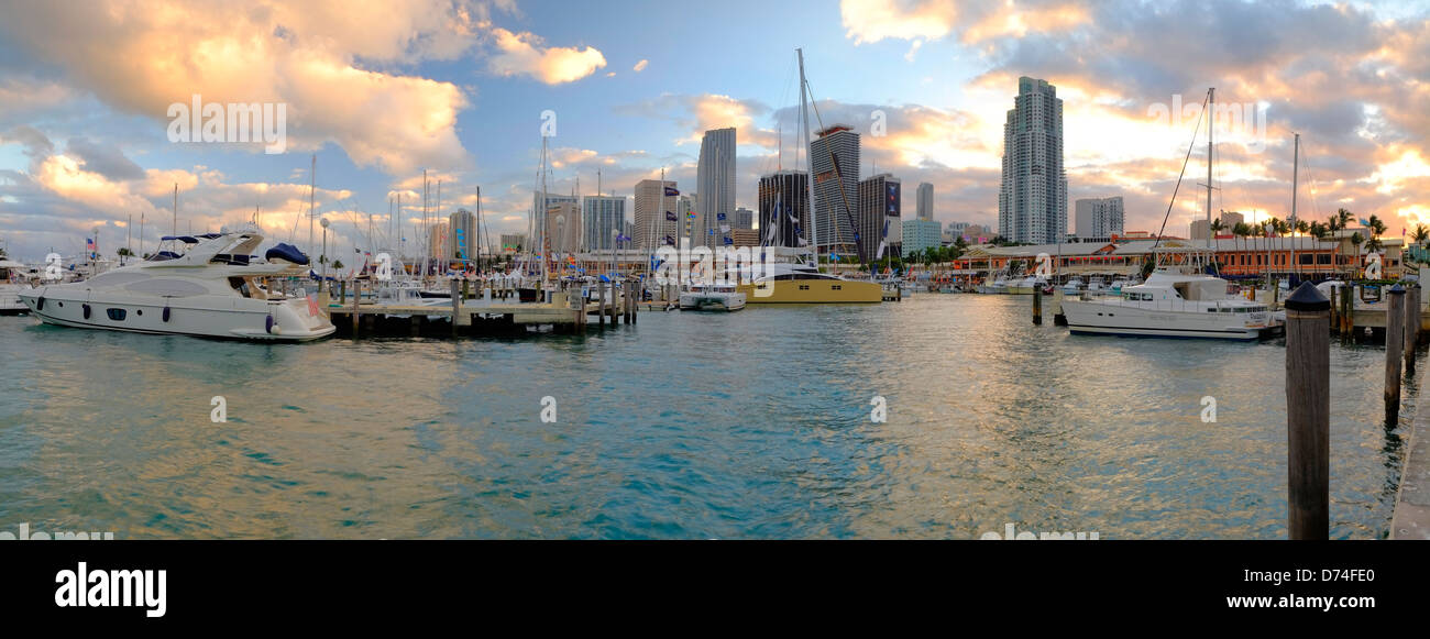 Miami skyline viewed over marina hi-res stock photography and images ...