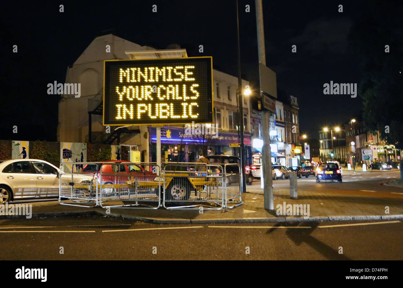 Police warning sign Beware thieves mobile theft Stock Photo - Alamy