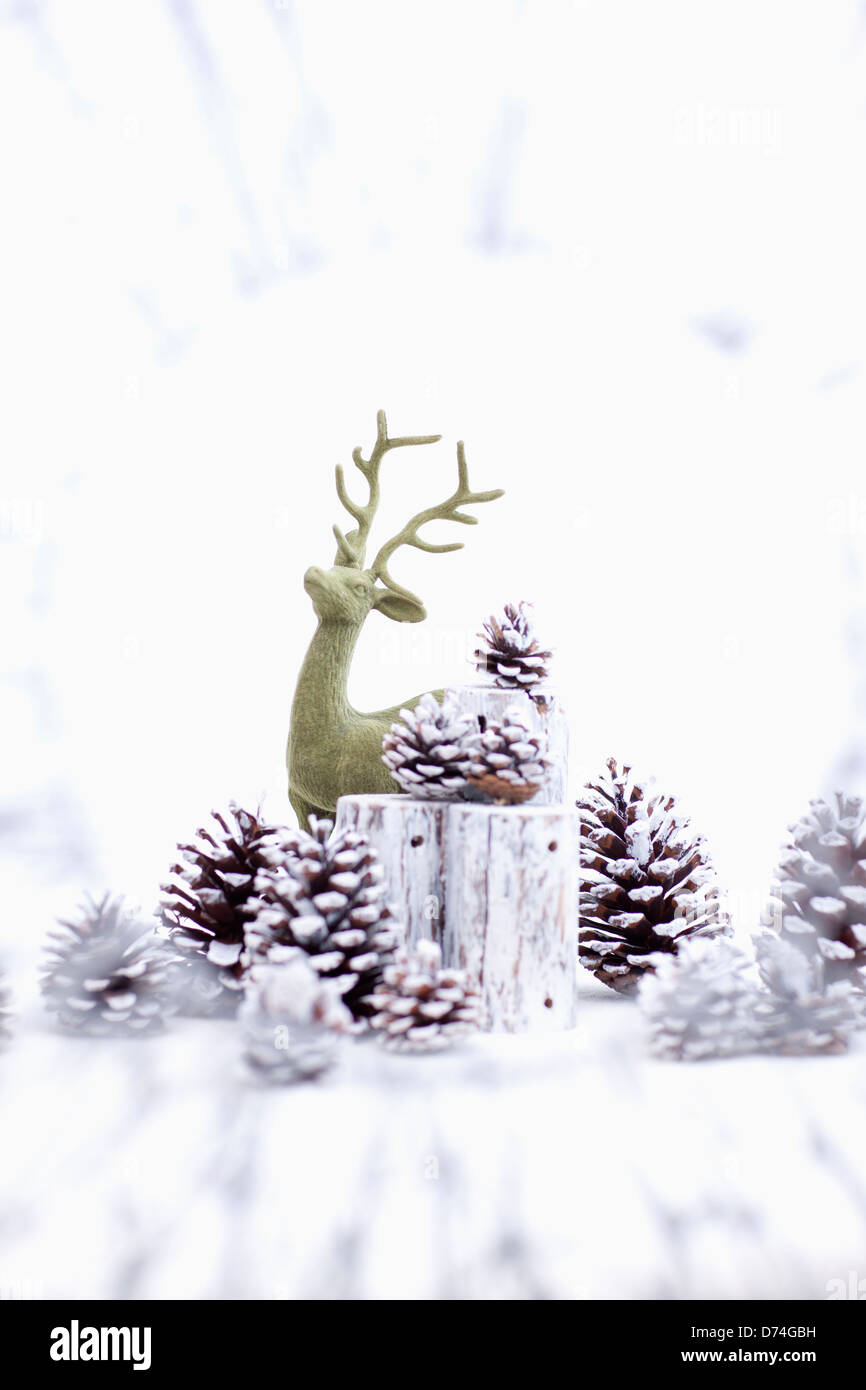 pine cone and reindeer Stock Photo - Alamy