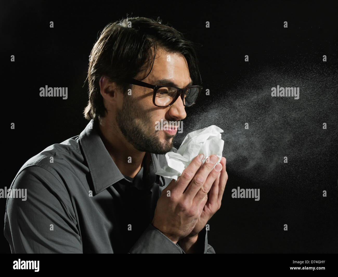 Young man with handkerchief, close up Stock Photo - Alamy