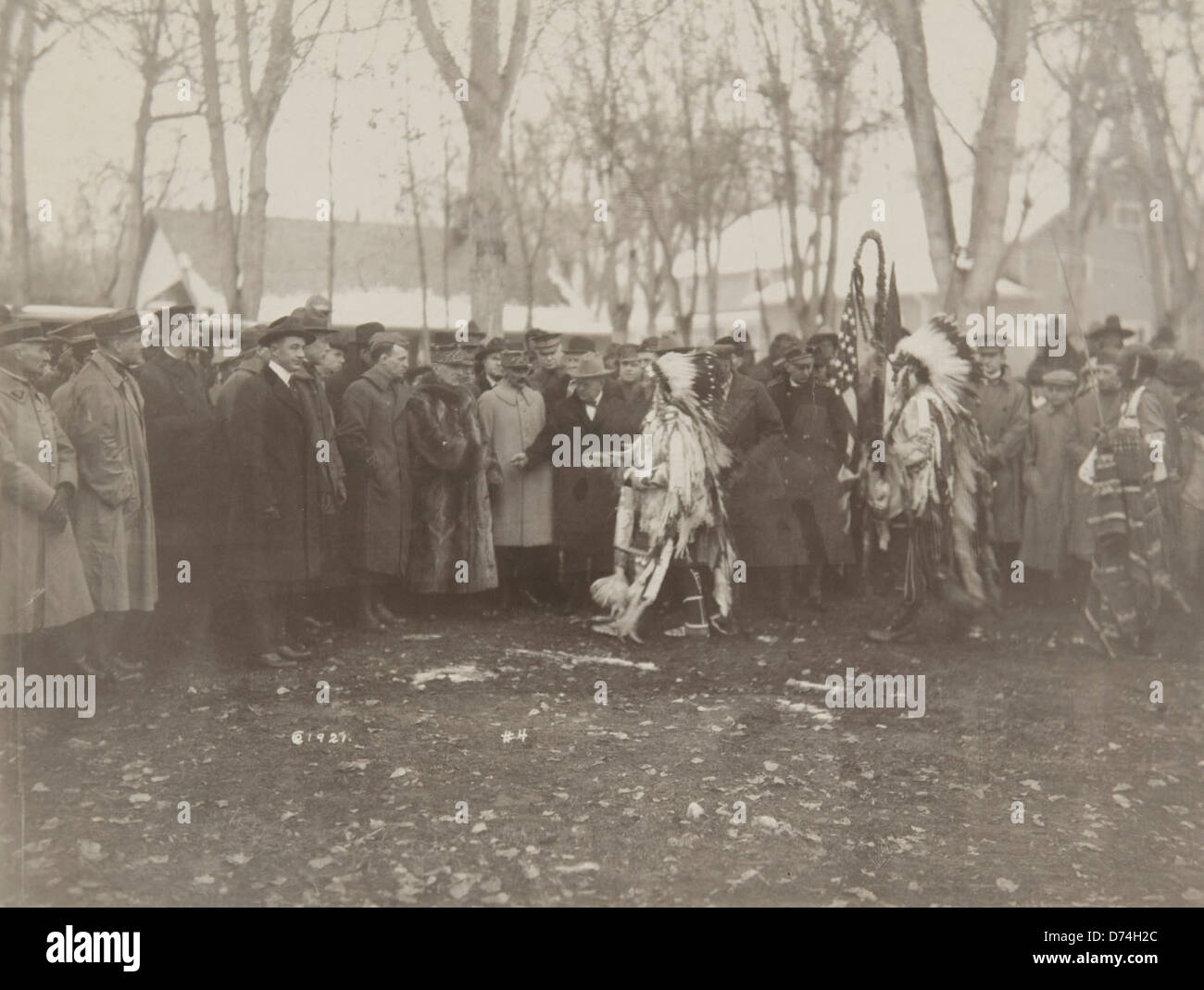 An untitled historical photograph showing Native Americans with a ...