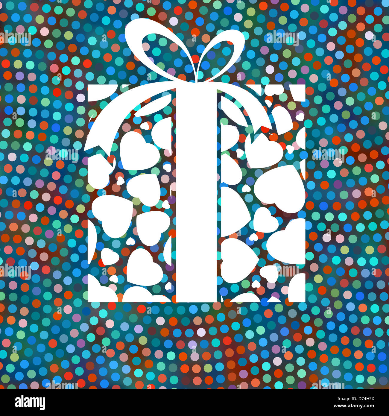 Gift box and colorful dots Stock Photo - Alamy