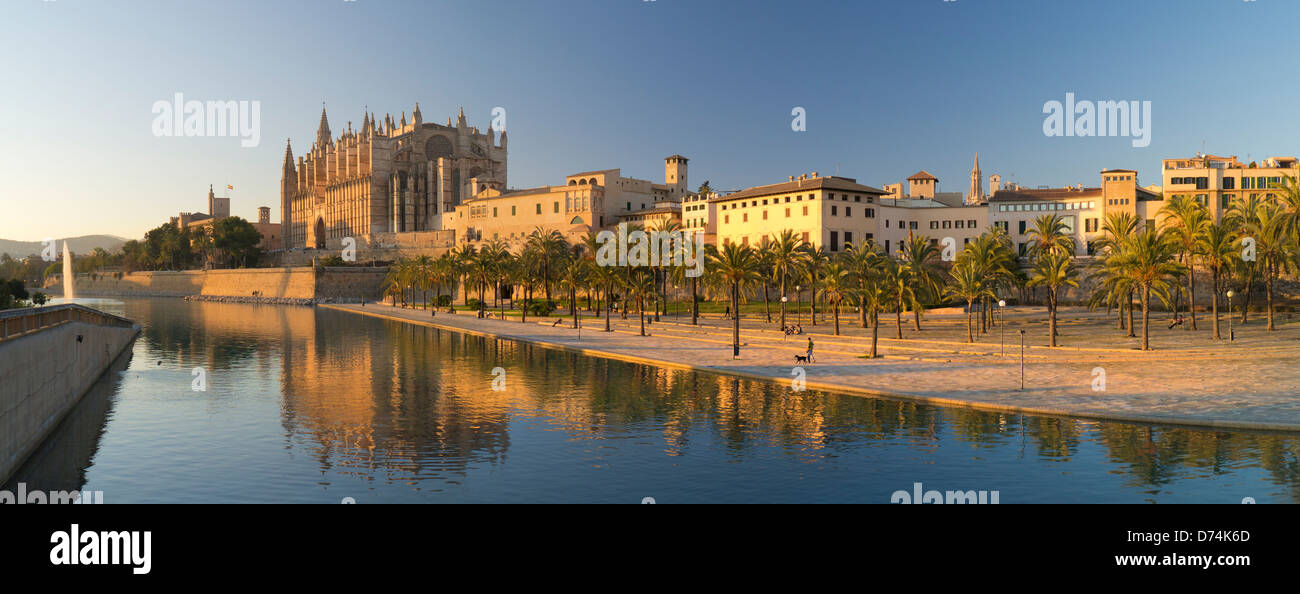 Palma Cathedral Illuminated, Palma, Mallorca, Spain Stock Photo - Alamy