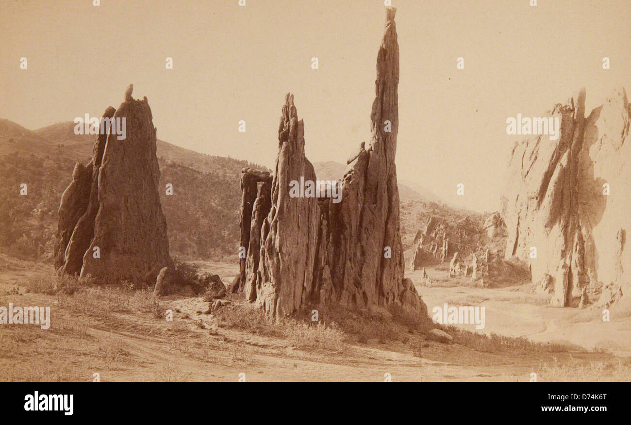 This photograph shows the Cathedral Spires in the Garden of the Gods, a ...