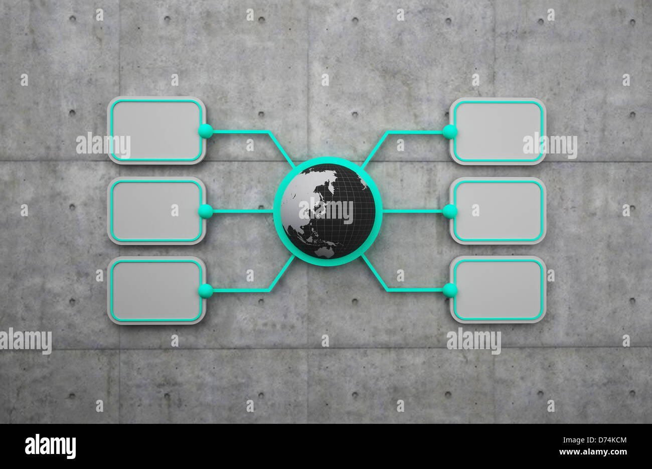 text boxes around a globe Stock Photo - Alamy