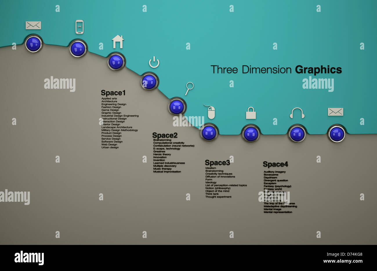 dimension graphic template with icons Stock Photo - Alamy