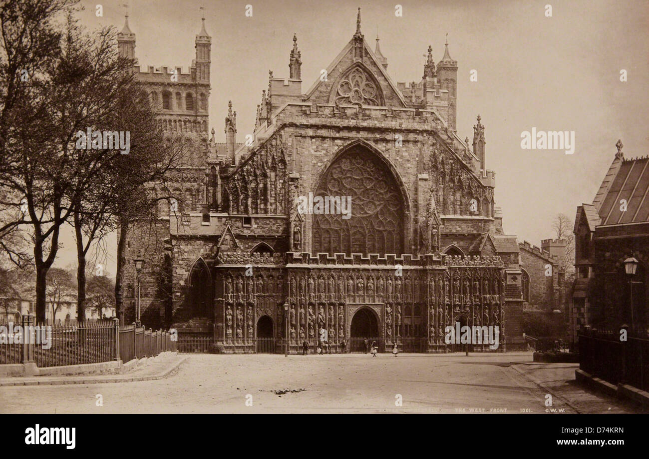 A photograph of Exeter Cathedral's West Front, taken from the Museum of ...