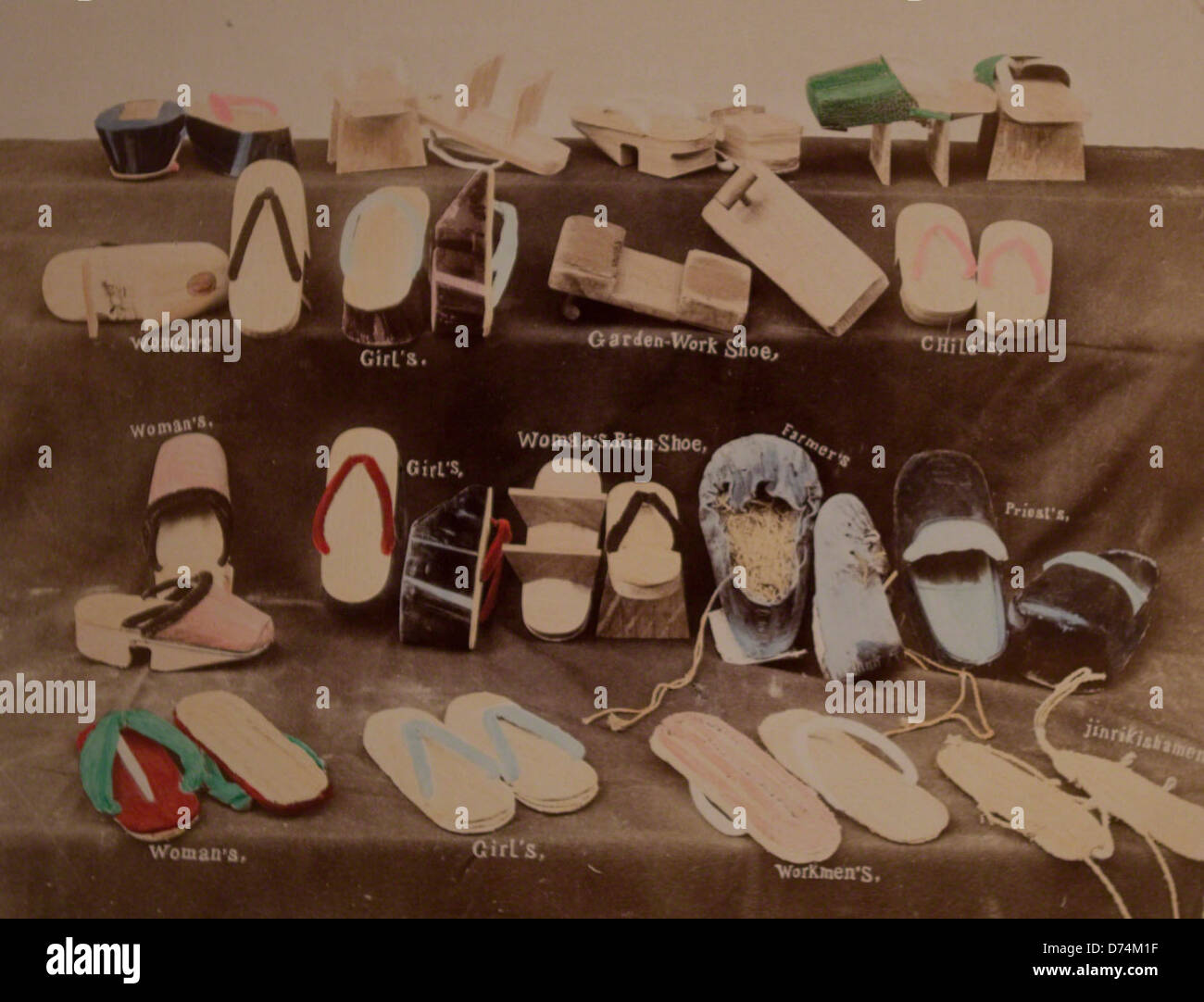 This photograph showcases traditional Japanese footwear, highlighting ...