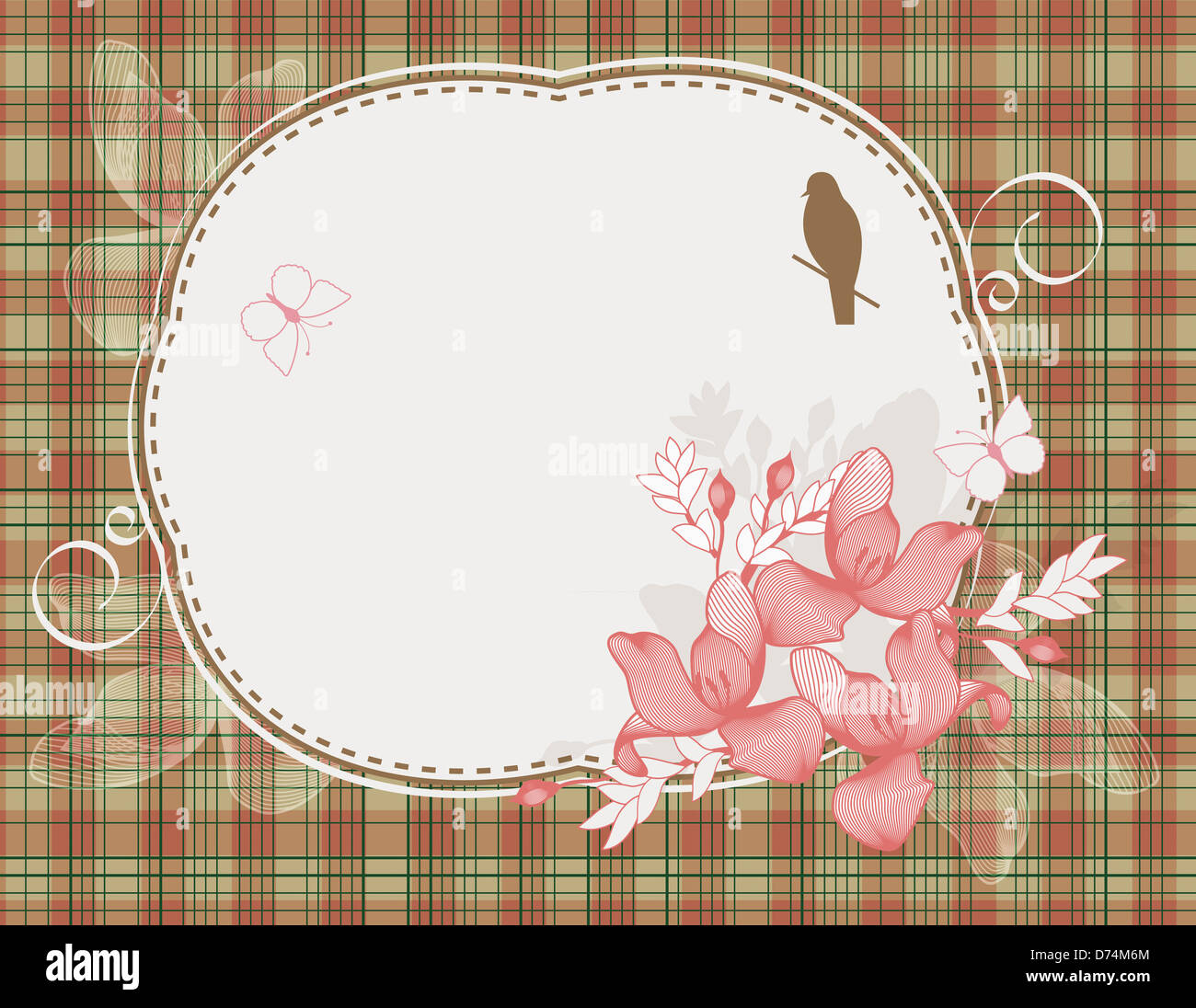 memo template design featuring flowers and birds Stock Photo - Alamy