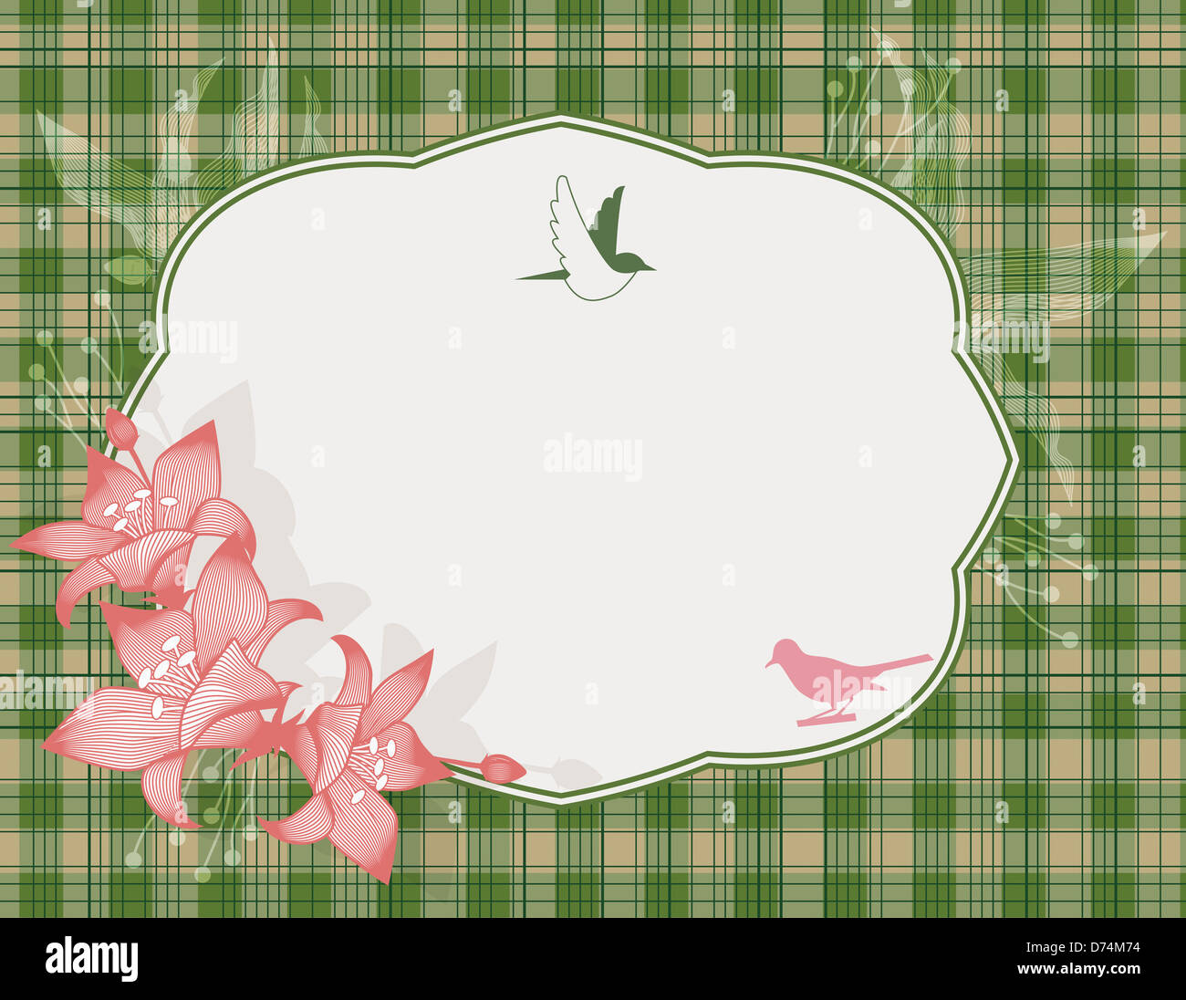 memo template design featuring flowers and birds Stock Photo - Alamy