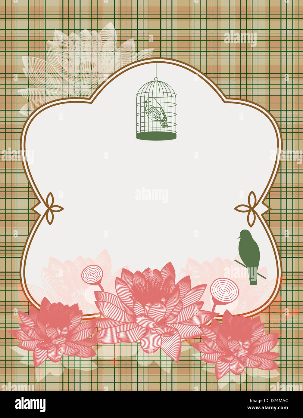 memo template design featuring flowers and birds Stock Photo - Alamy