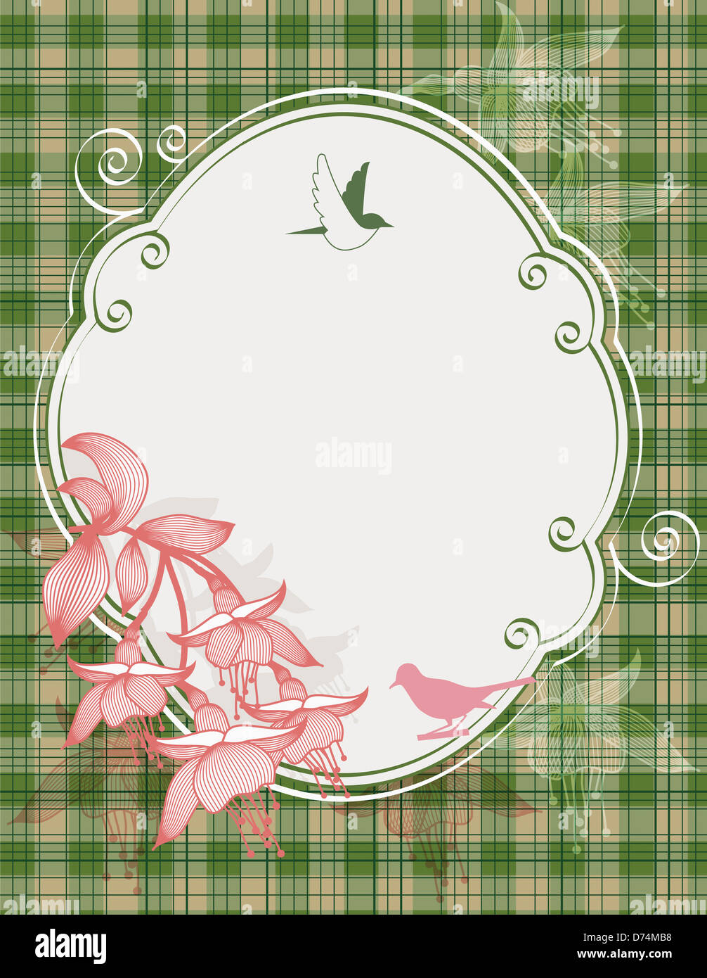 memo template design featuring flowers and birds Stock Photo - Alamy