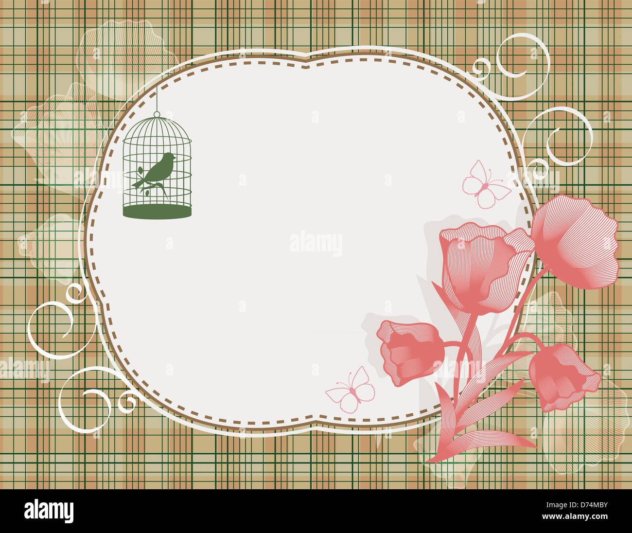 memo template design featuring flowers and birds Stock Photo - Alamy