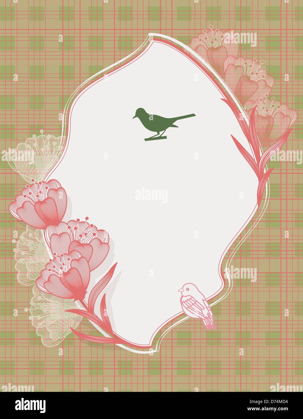 memo template design featuring flowers and birds Stock Photo - Alamy