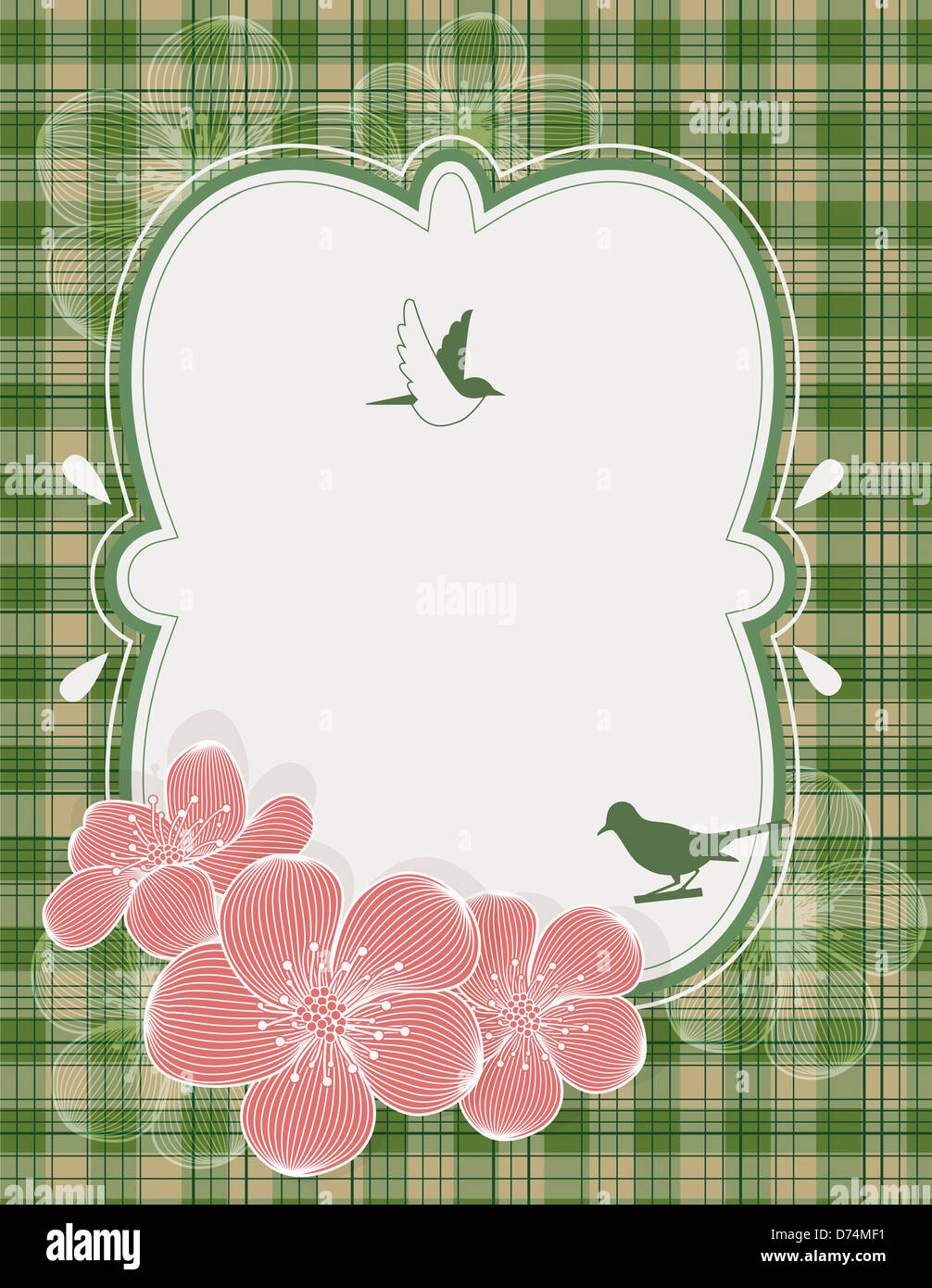 memo template design featuring flowers and birds Stock Photo - Alamy