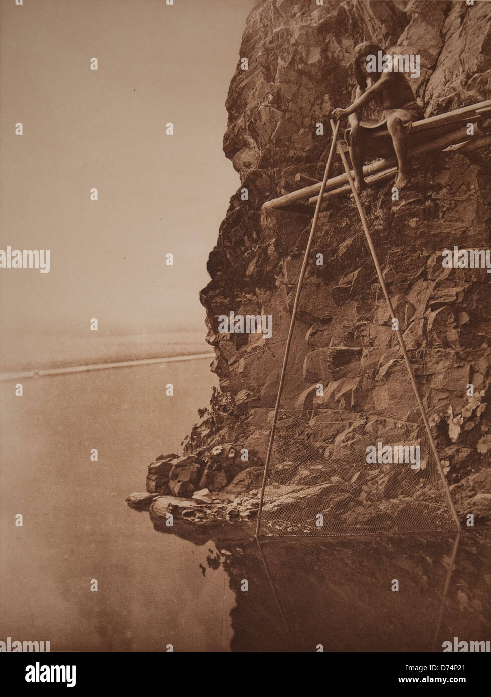 This image depicts a fishing platform along the Trinity River, used by ...
