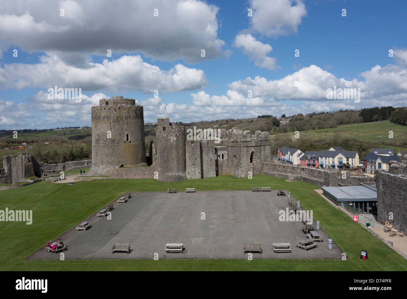View of the Great Keep and Inner Ward at Pembroke Castle, Pembrokeshire ...