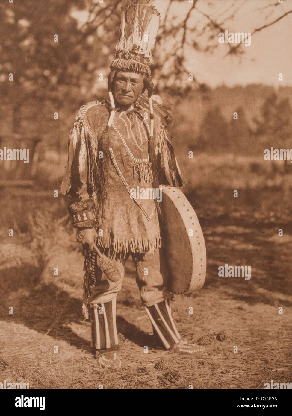 This image shows a traditional Klamath artifact or display, reflecting ...