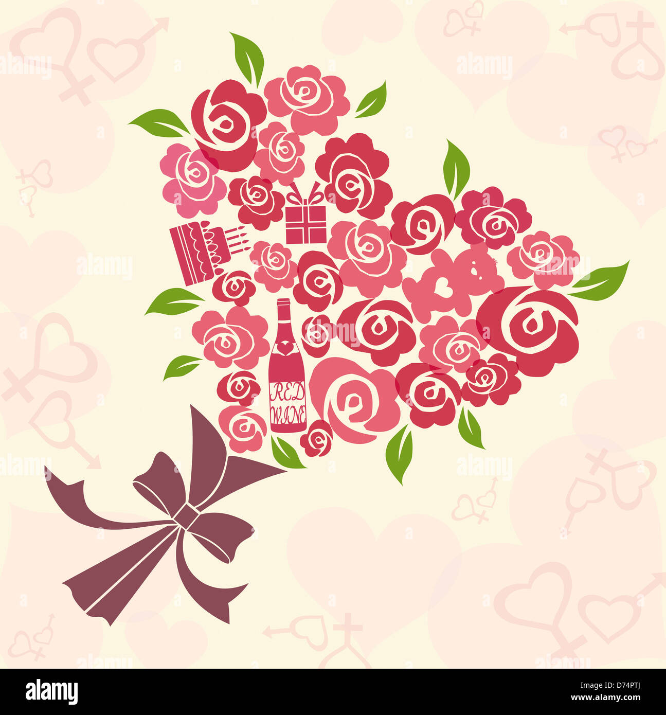 illustration of a bundle of flowers in heart shape Stock Photo - Alamy